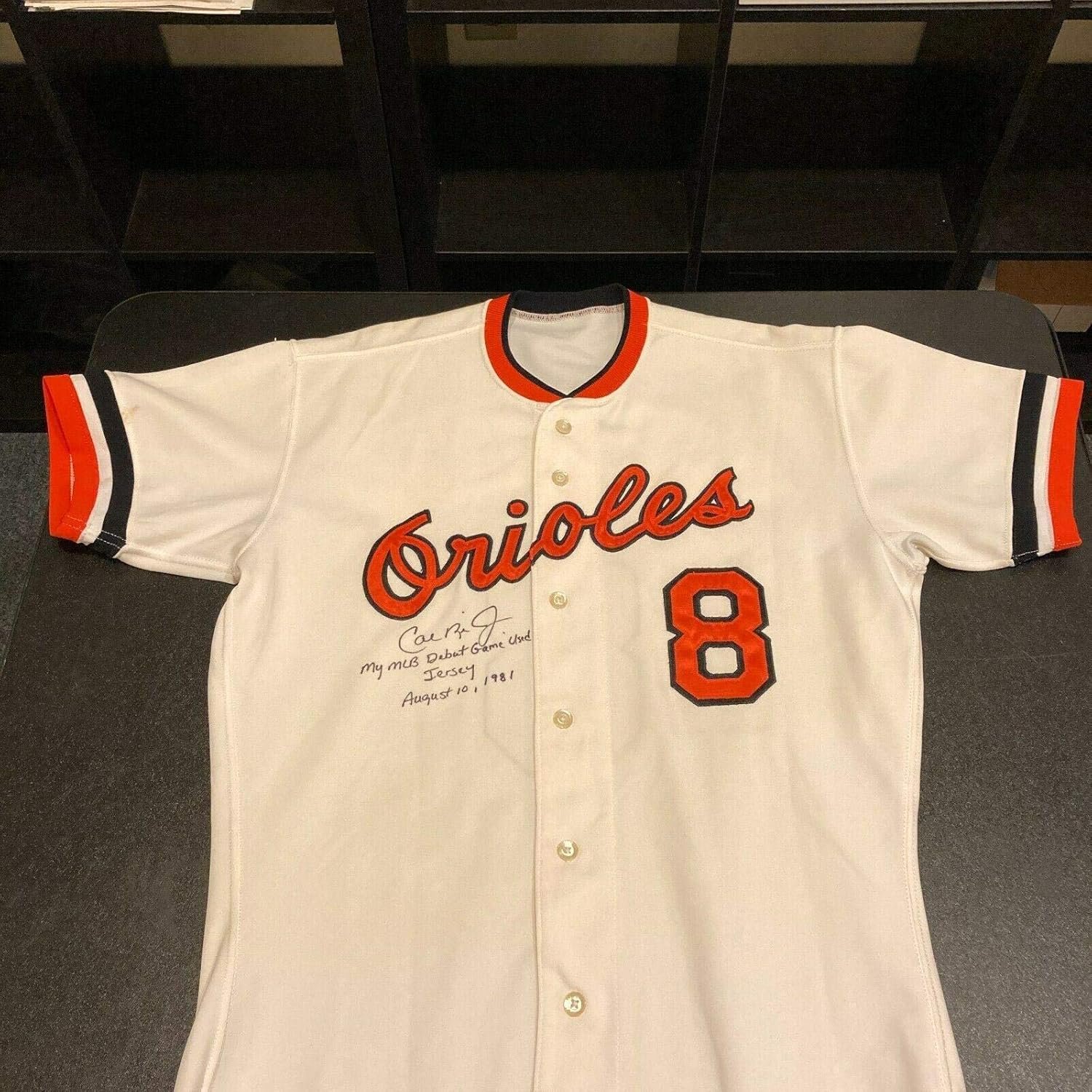Cal Ripken Jr. 1981 Rookie MLB Debut Signed Game Used Jersey Mears 10 ...